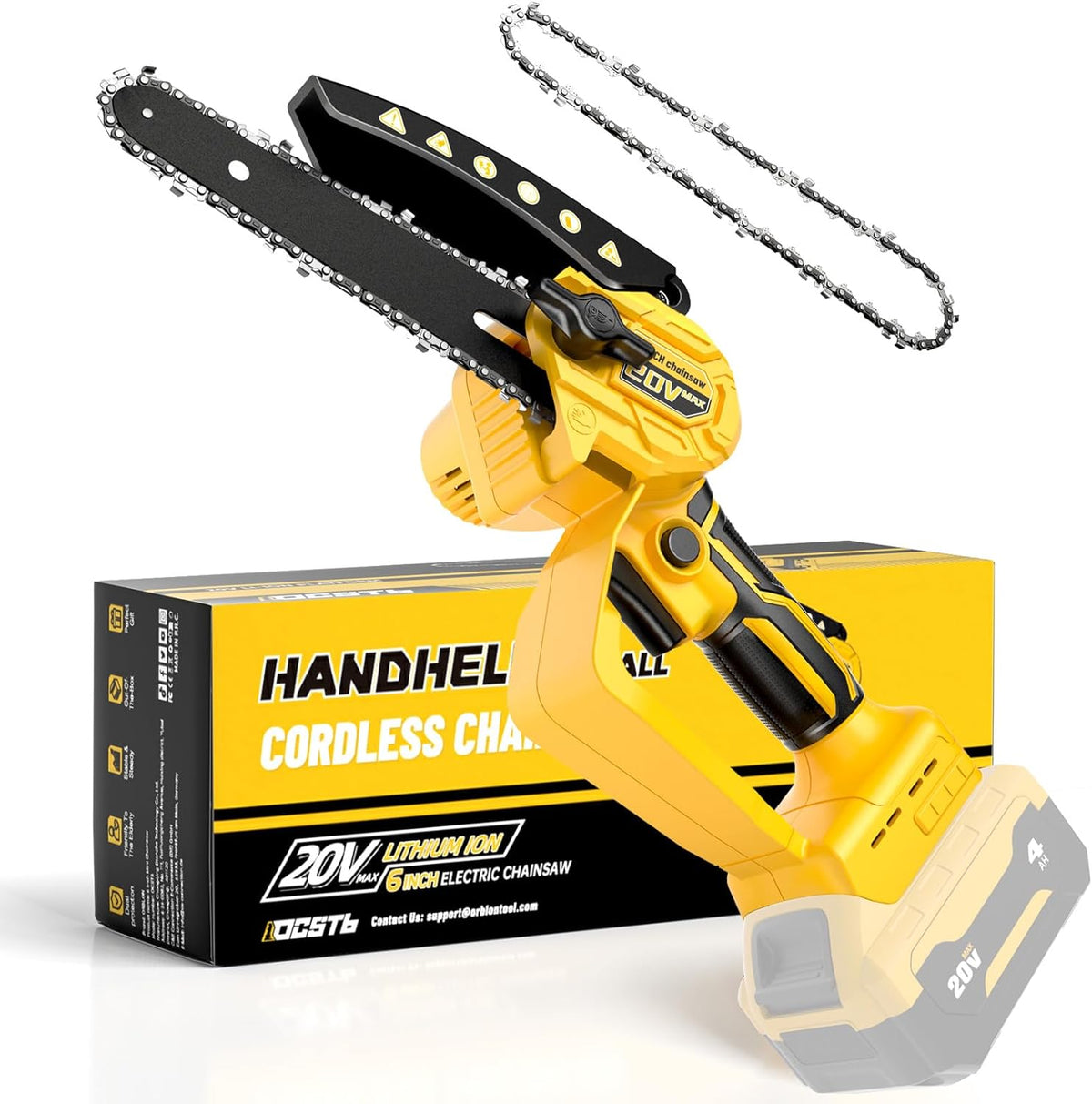 ORBLON 20V 6 Inch Cordless Mini Chainsaw(No Battery) (OCST6-Y) — ORBLON ...