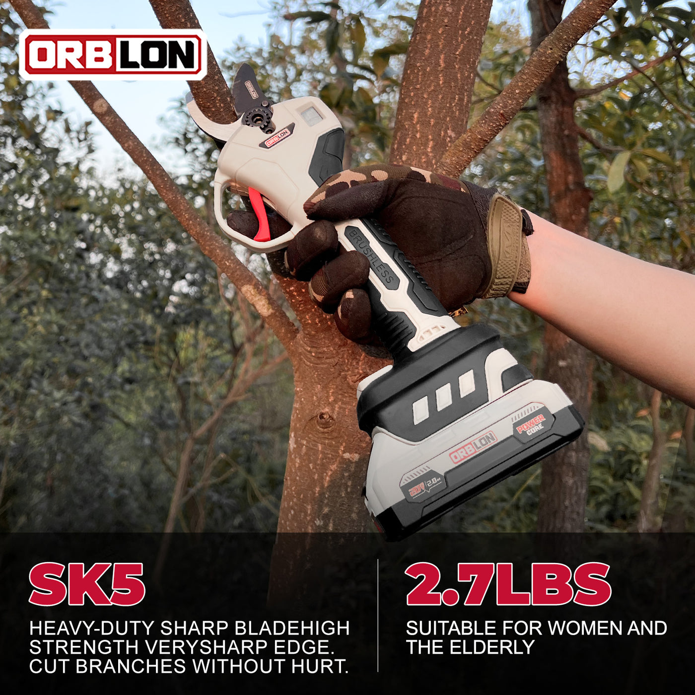 Cordless Pruning Shears for Dewalt 20V Battery,Brushless Electric Prun — ORBLON - DIY Garden Tools